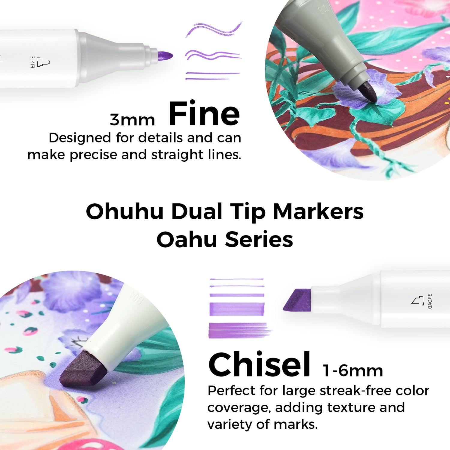 Ohuhu Oahu 320 Colors Dual Tips Alcohol Art Markers, Fine & Chisel (Au